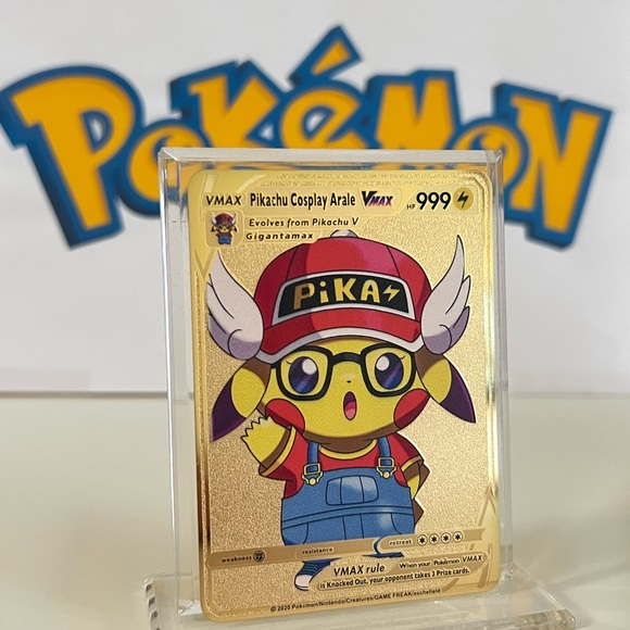 Pokemon | Toys | Pikachu Cosplay Arale Vmax Gold Metal Card Fan Art Hp ...